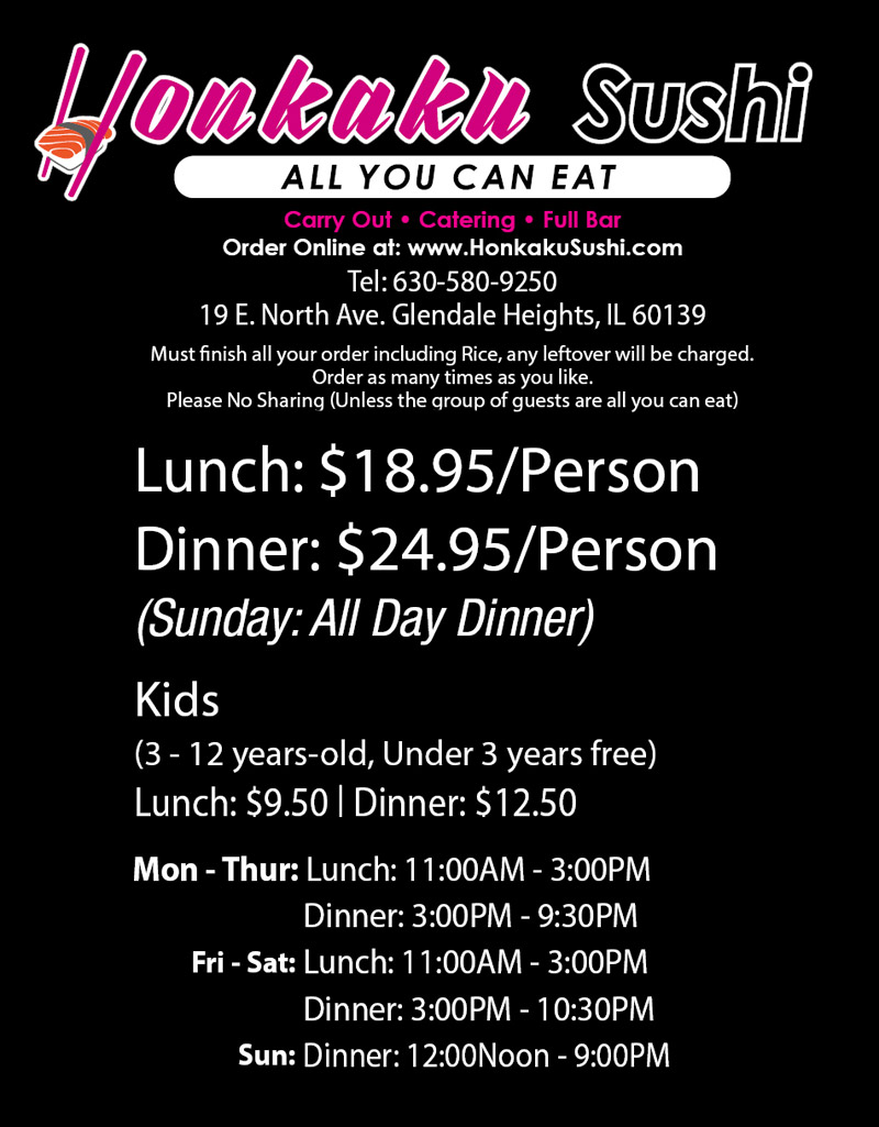 All You Can Eat Menu Honkaku Sushi All You Can Eat Menu Honkaku Sushi